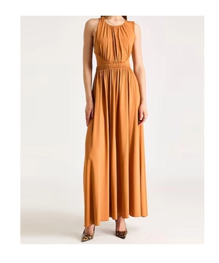 MAXCO. Max&co. Sleeveless Round Neck Maxi Dress With Elasticated Waistband