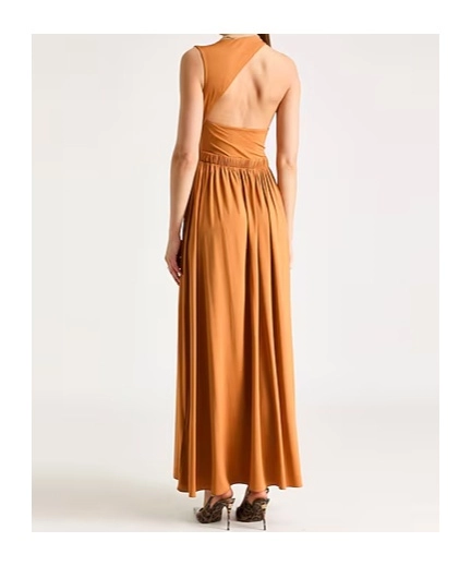 MAXCO. Max&co. Sleeveless Round Neck Maxi Dress With Elasticated Waistband