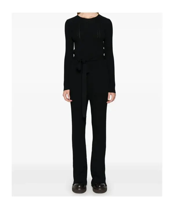 TWINSET High Waist Ribbed Knit Flared Trousers