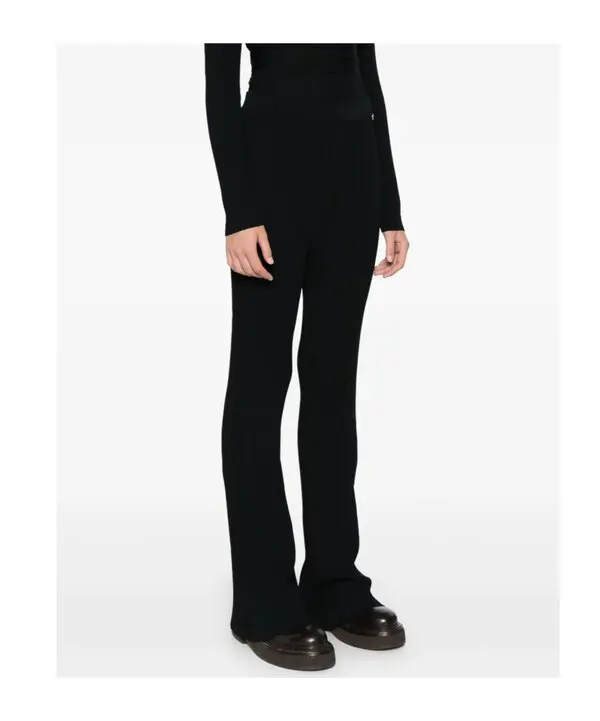 TWINSET High Waist Ribbed Knit Flared Trousers