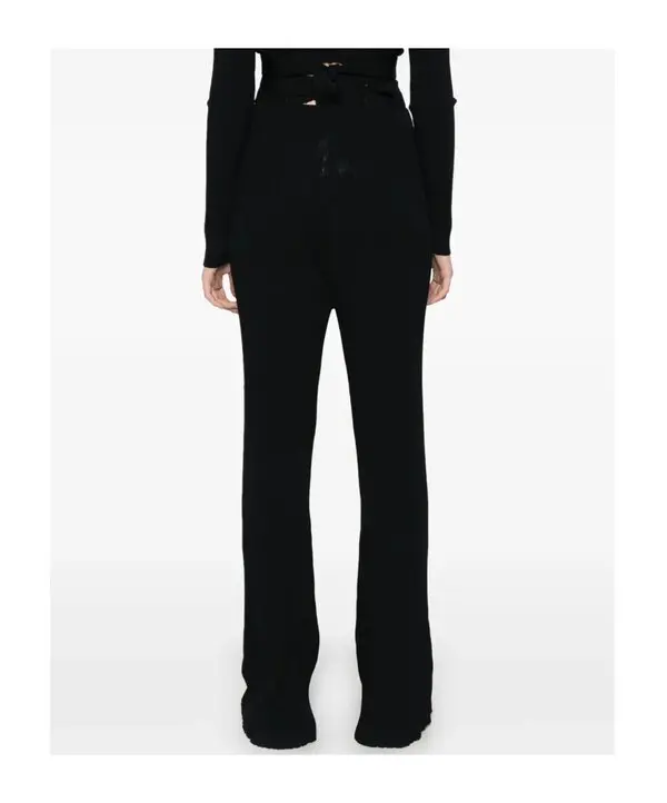 TWINSET High Waist Ribbed Knit Flared Trousers