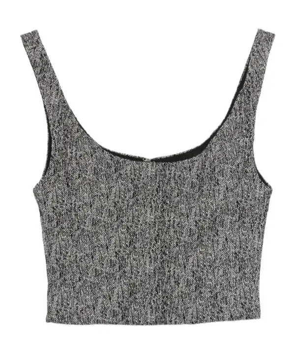Staud Wells Cropped Top With Chevron Pattern - Gray
