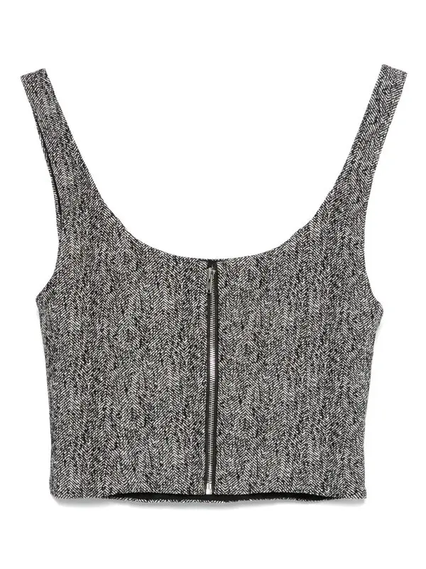 Staud Wells Cropped Top With Chevron Pattern - Gray
