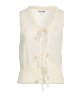 GANNI Plain Colour Cardigans - White