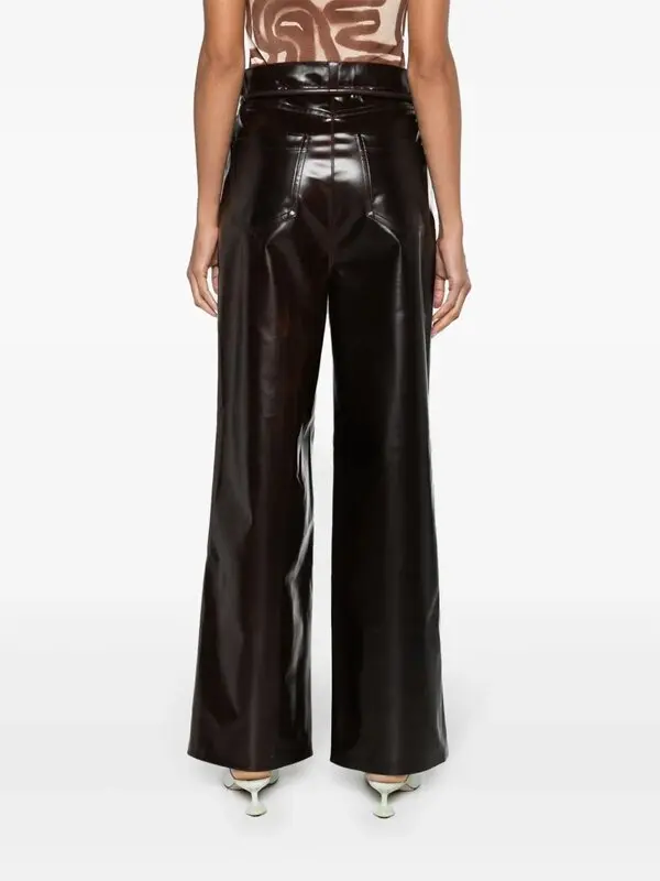 Nanushka Sato Belted Faux Leather Wide Leg Pants - Black