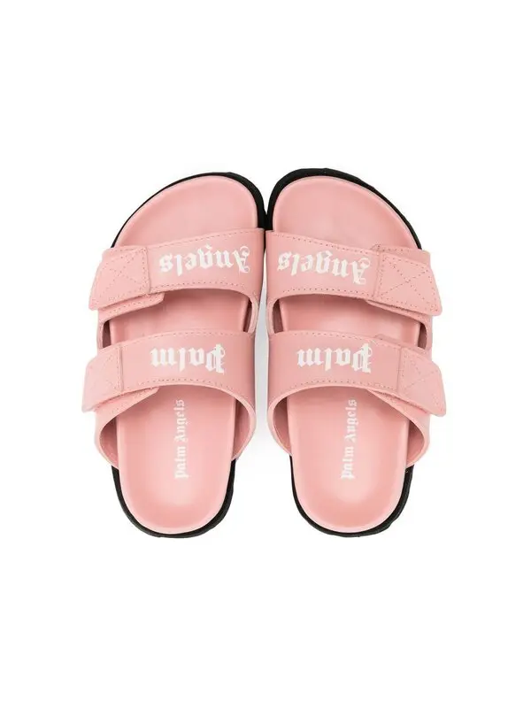 Palm Angels Logo-print Leather Slides