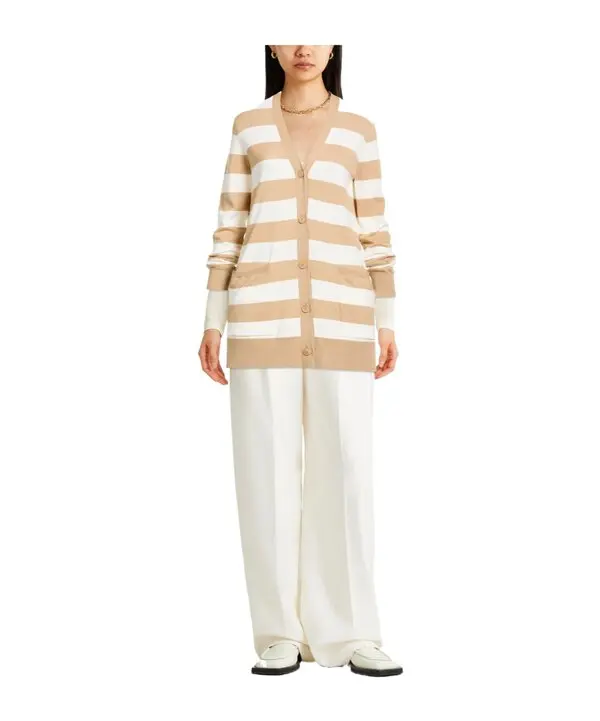 Max Mara Striped Wool Knit Cardigan