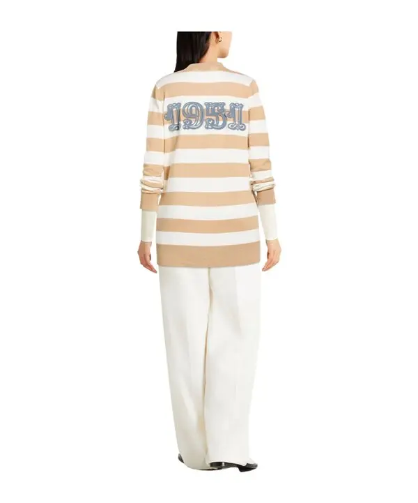 Max Mara Striped Wool Knit Cardigan
