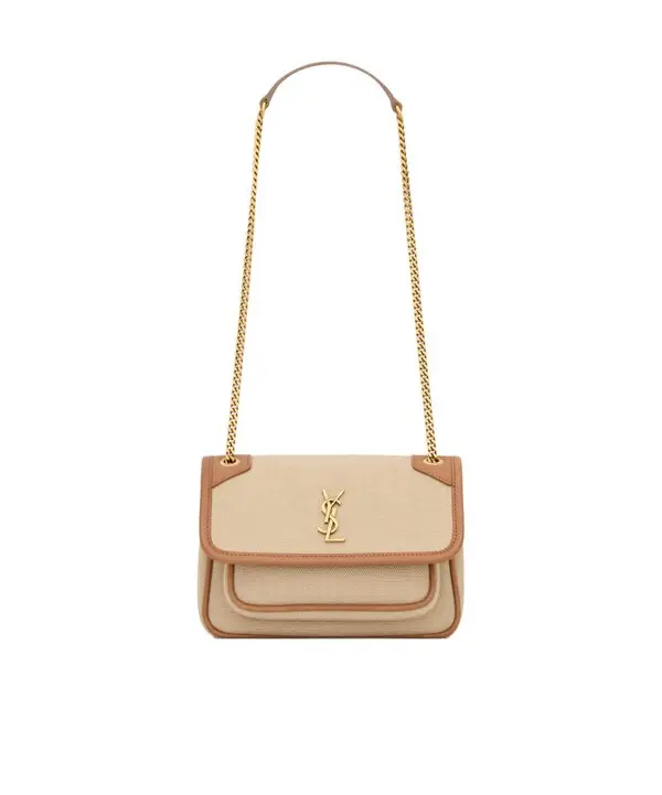Saint Laurent Niki Mini En Toile Et Cuir