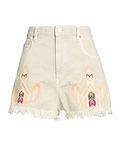 Isabel Marant Étoile High-waisted Denim Hot Pants With Appliqué And Embroidery