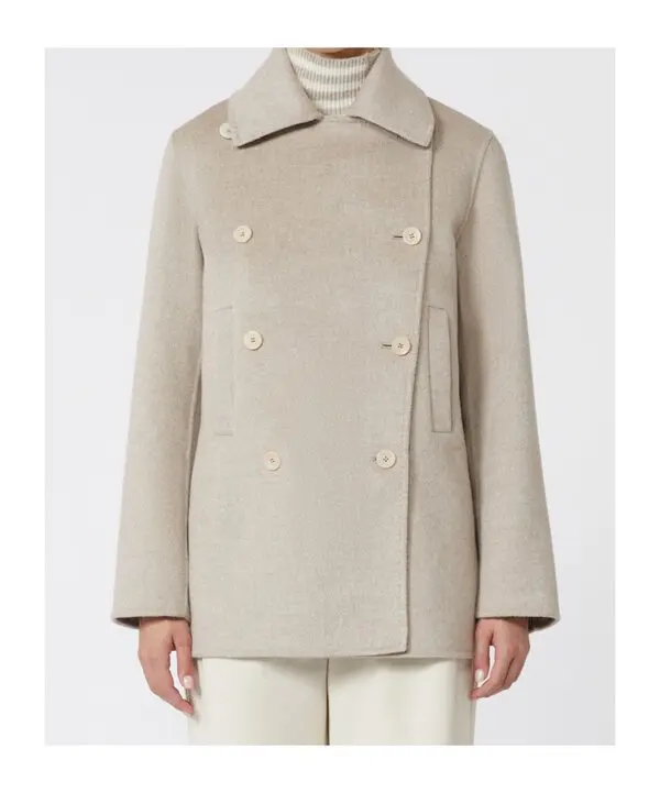Max Mara Double-breasted Coat With Shirt Collar And Pleated Back