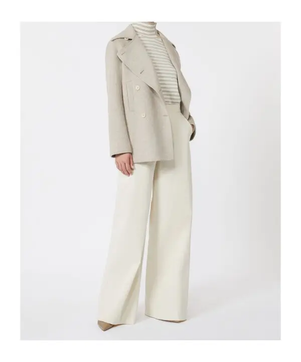 Max Mara Double-breasted Coat With Shirt Collar And Pleated Back