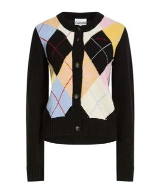 GANNI Argyle Knit Cardigan
