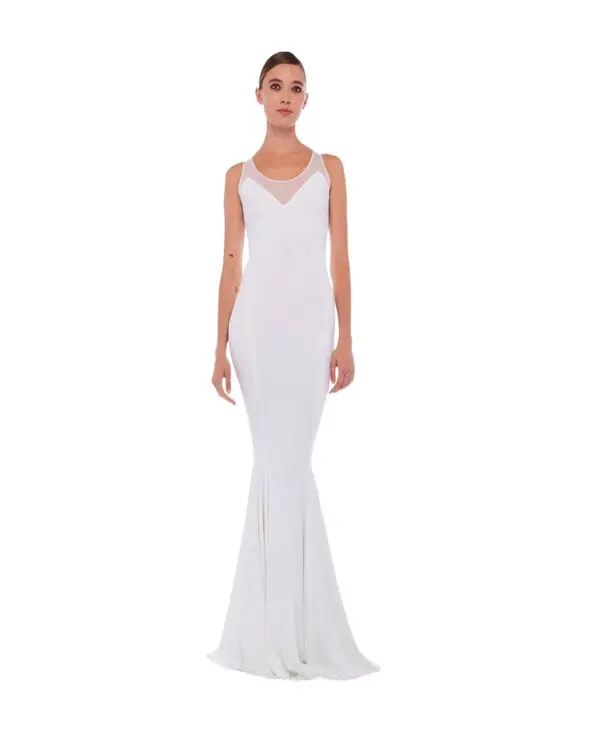 Norma Kamali Sleeveless V-neck Maxi Dress With Mesh Inlay - Purple