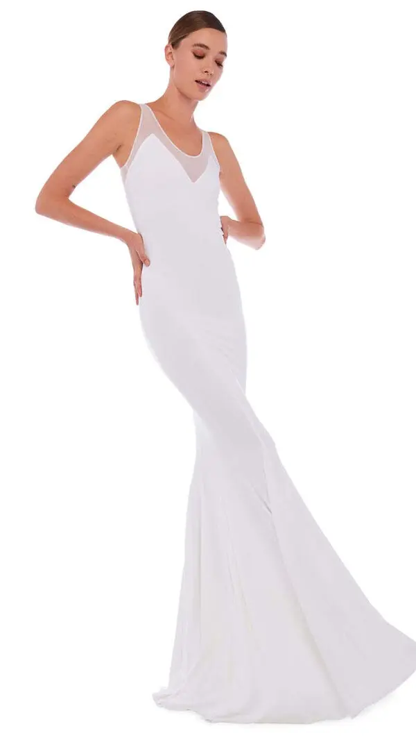 Norma Kamali Sleeveless V-neck Maxi Dress With Mesh Inlay