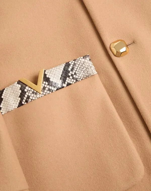 Valentino Garavani Double-breasted Wool Trench Coat With Snakeskin Detail