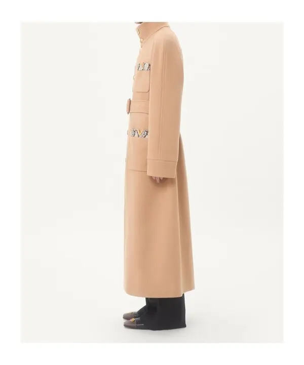 Valentino Garavani Double-breasted Wool Trench Coat With Snakeskin Detail