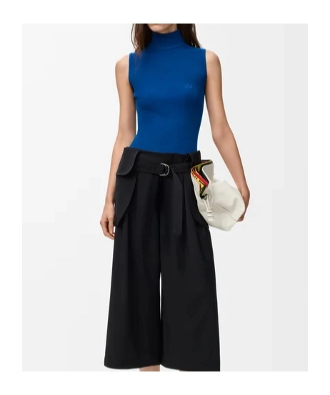 Loewe Sleeveless High Neck Top With Double Embroidery - Blue