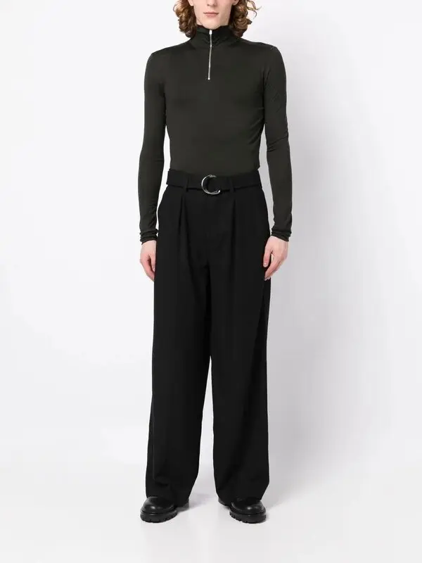 Nanushka High-neck Wool Top With Front Zip
