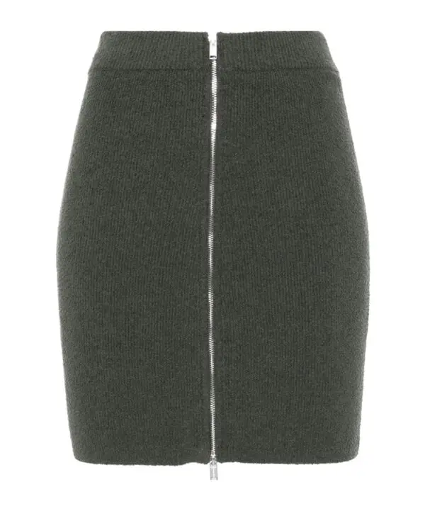 Nanushka Bouclé Zip-up Mini Skirt - Charcoal