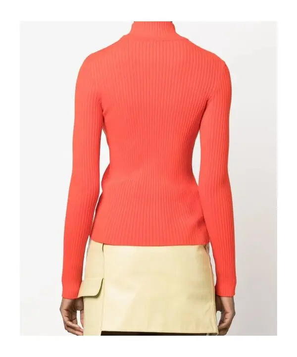 COURREGES Logo-patch Roll Neck Jumper - Orange