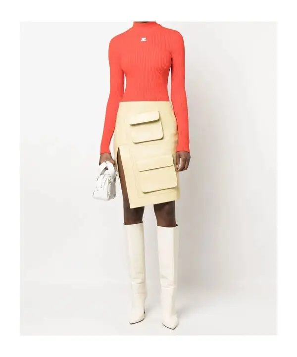 COURREGES Logo-patch Roll Neck Jumper - Orange