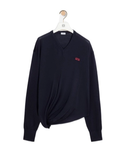 Loewe Long Sleeve Wool Sweater - Deep Navy Blue