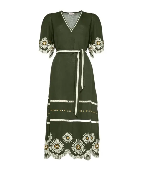 ERES Hortense Floral Embroidered Linen Dress