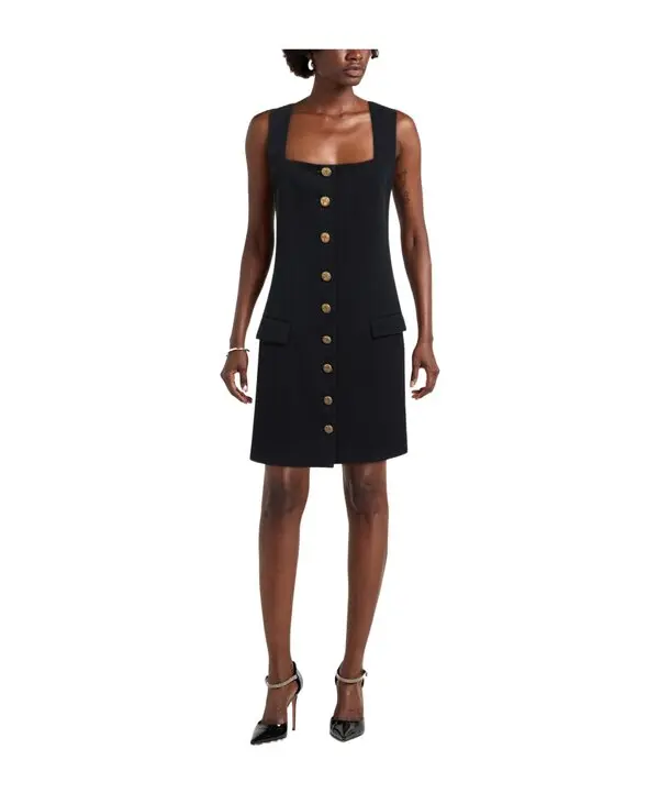 Rag & Bone Sleeveless Square Neck Button Detailed Mini Dress