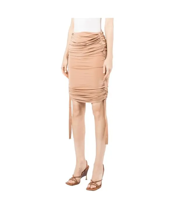 DION LEE Doric Ruched Midi Skirt - Nude