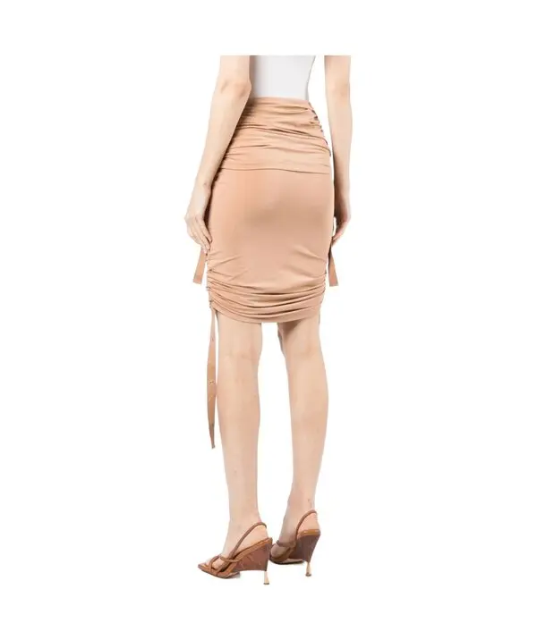 DION LEE Doric Ruched Midi Skirt - Nude