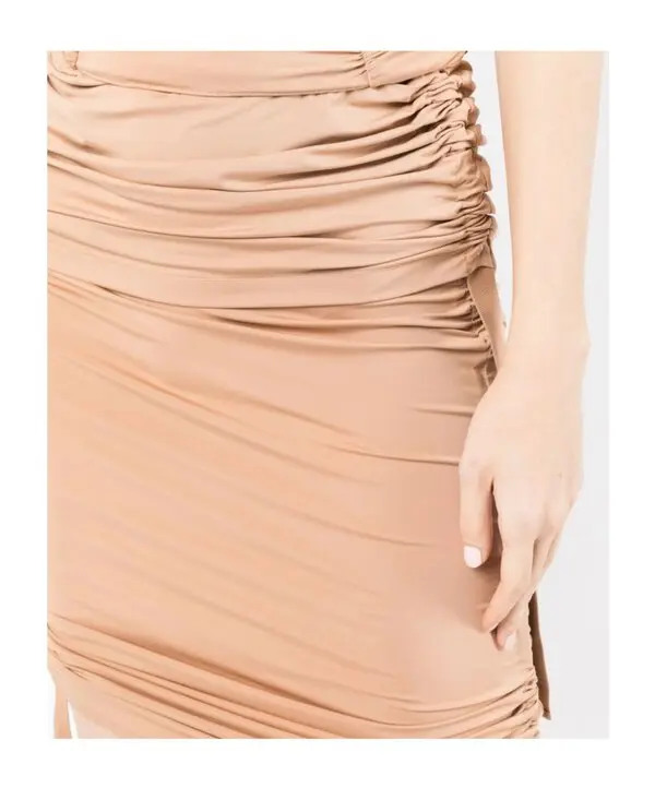 DION LEE Doric Ruched Midi Skirt - Nude
