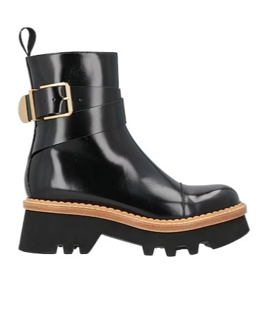 Chloé Patent Leather Block-heel Boots - Black