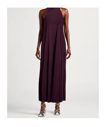 MAXCO. Pleated Halterneck Maxi Dress