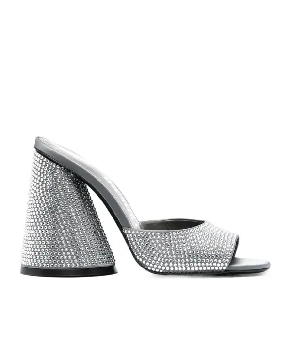 Attico Luz Crystal-embellished Mules - Gray