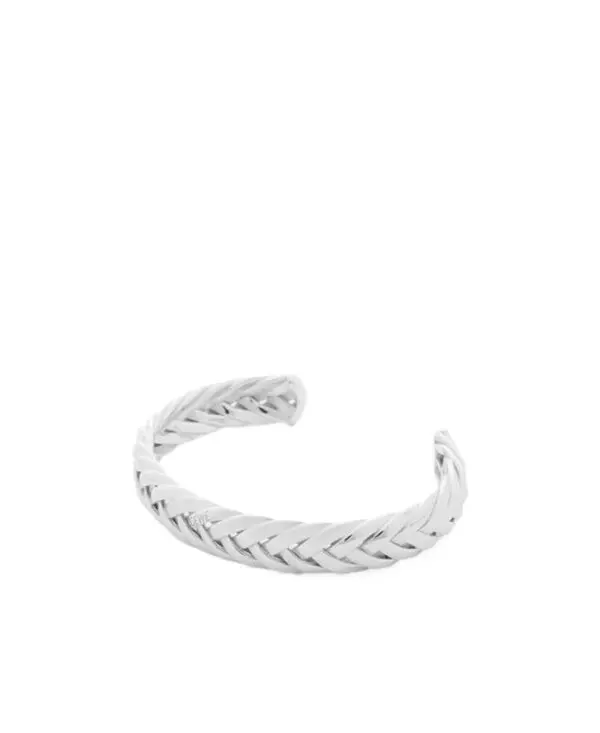 Loewe Thin Braided Sterling Silver Cuff - White