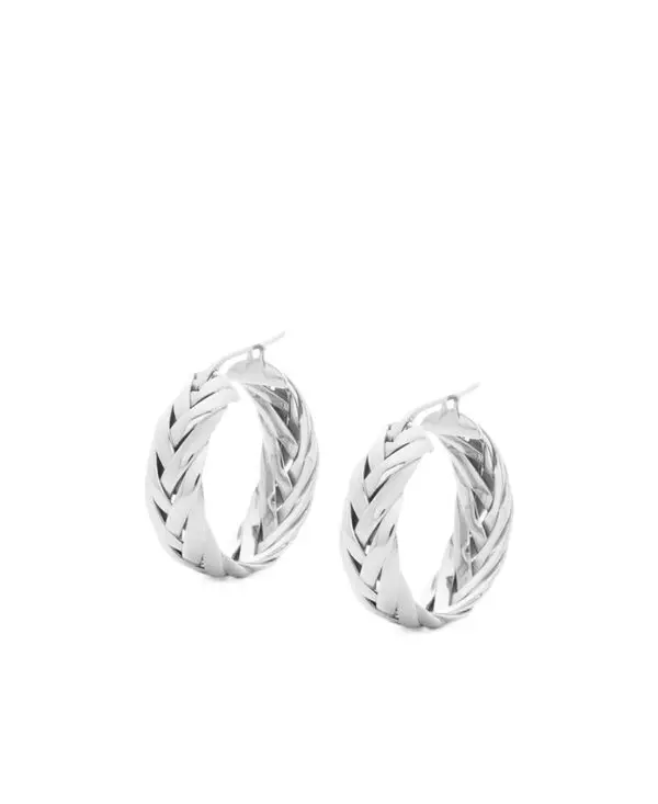 Loewe Braided Hoop Earrings In Sterling Silver