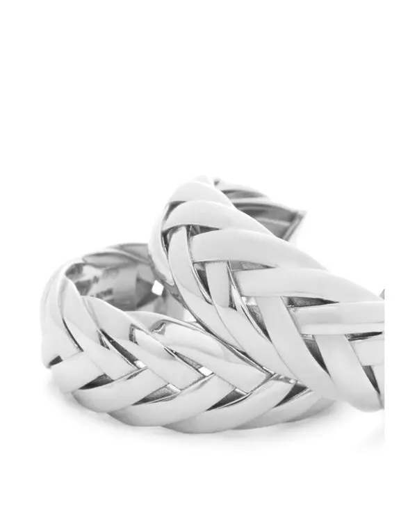 Loewe Braided Hoop Earrings In Sterling Silver
