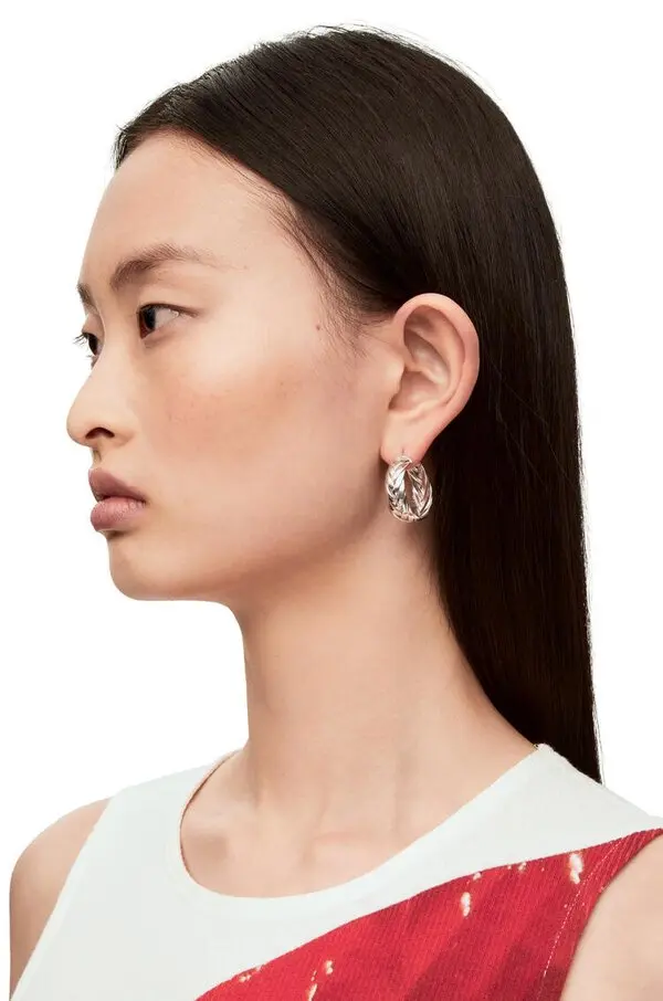 Loewe Braided Hoop Earrings In Sterling Silver