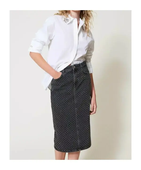 TWINSET Crystal-embellished Midi Skirt