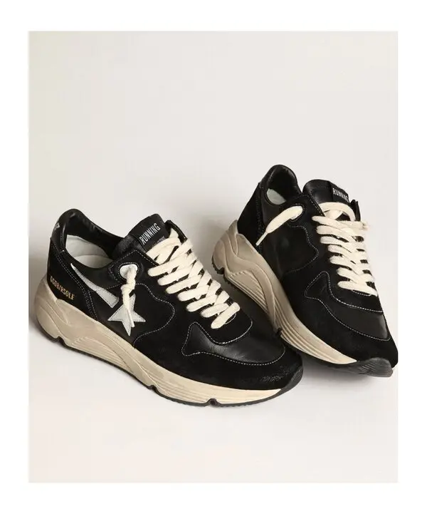 GOLDEN GOOSE Running Sole Sneakers In Nappa Leather And Suede - Black