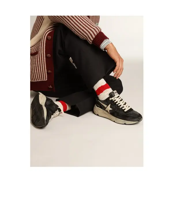 GOLDEN GOOSE Running Sole Sneakers In Nappa Leather And Suede - Black