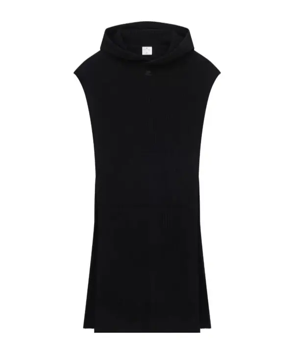 COURREGES Ribbed-knit Sleeveless Hoodie