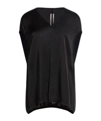 Rick Owens Solid-color Satin Short-sleeve V-neck Top