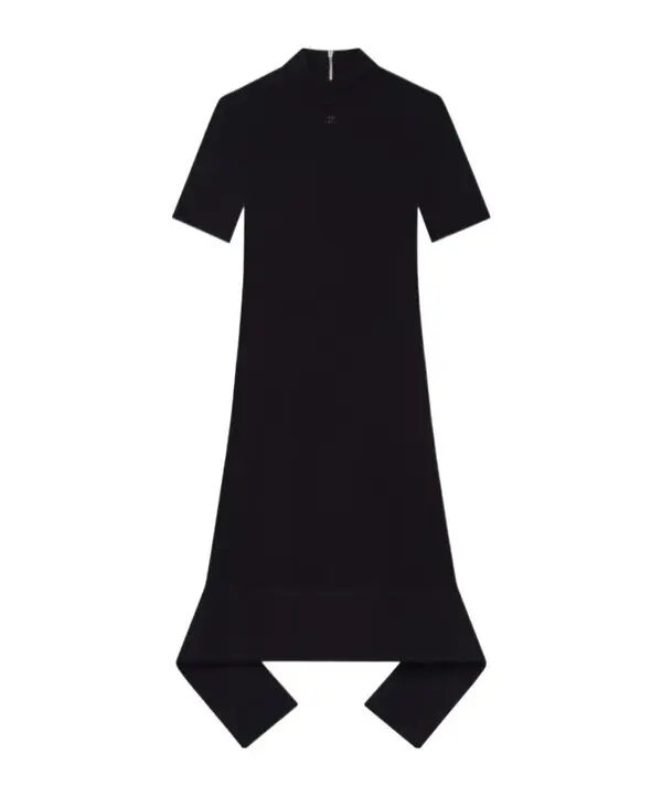 COURREGES Scuba Mini Dress With Embroidered Logo - Black