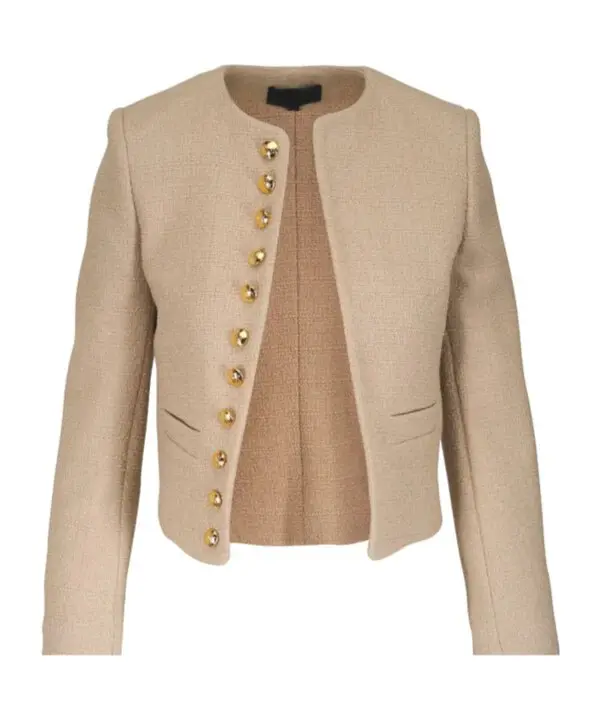 NILI LOTAN Textured Tweed Jacket With Button Detail