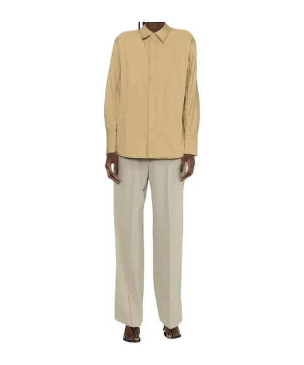 DION LEE Contrast Stitching Shirt Jacket - Nude