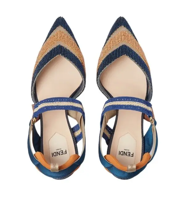 Fendi Mesh And Beaded High-heeled Slingbacks