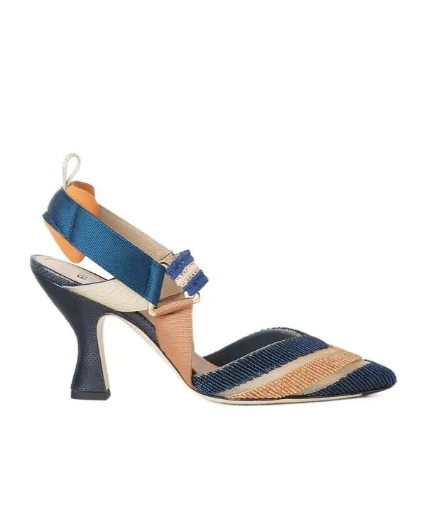 Fendi Mesh And Beaded High-heeled Slingbacks
