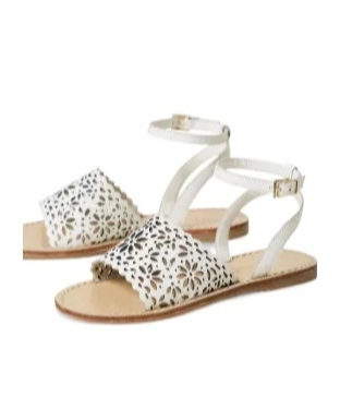 TWINSET Lasered Leather Sandals With Buckle Ankle Straps